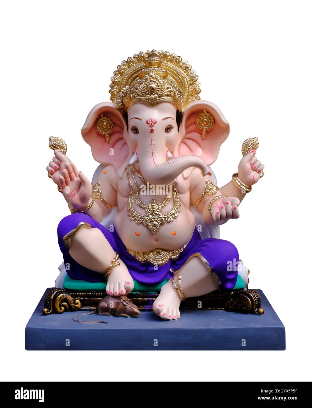 Hindu God Ganesha on white background, Ganesha Idol. Ganesh festival ...