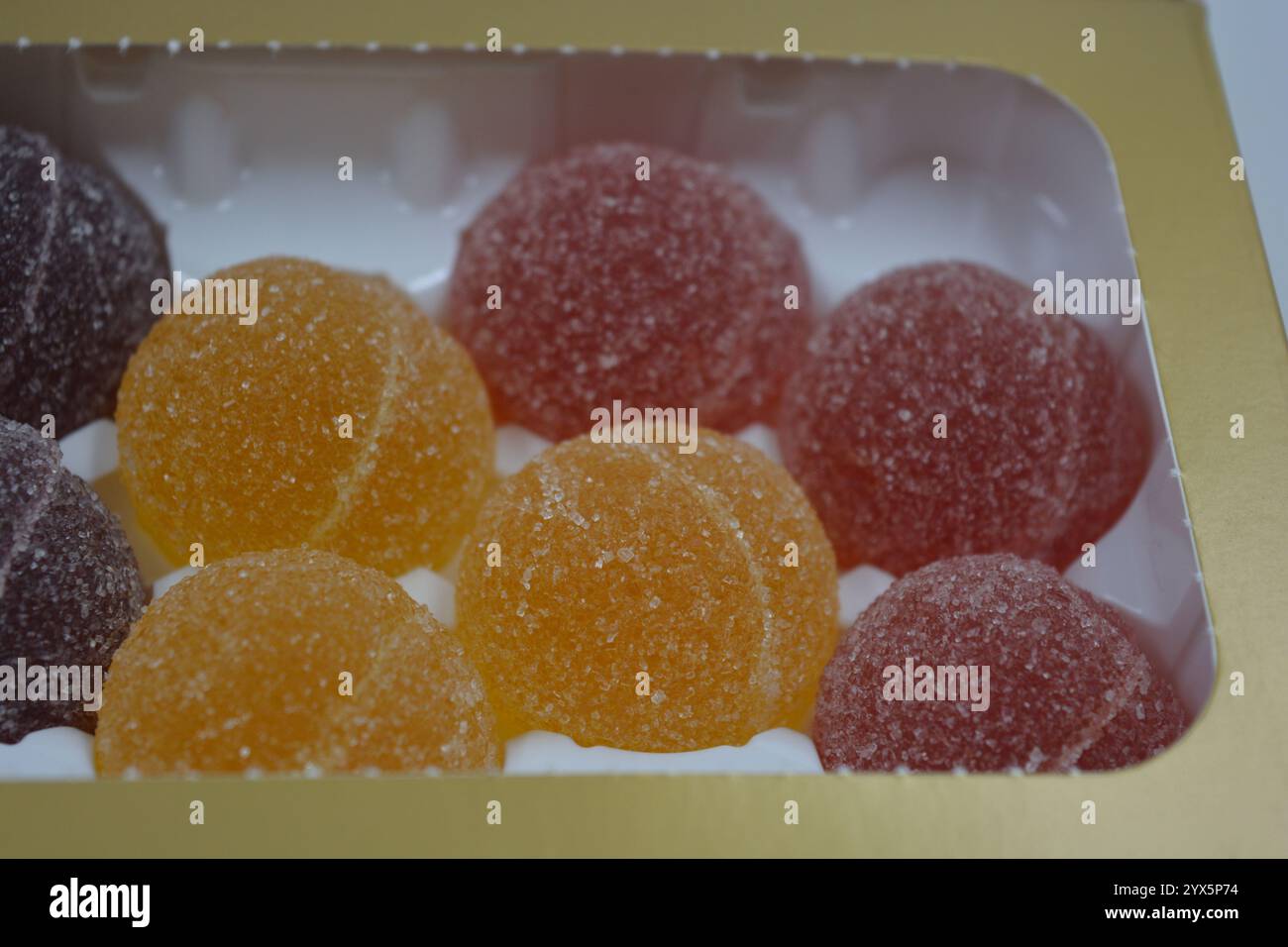 Original jelly Finnish candies in the form of round balls covered with ...
