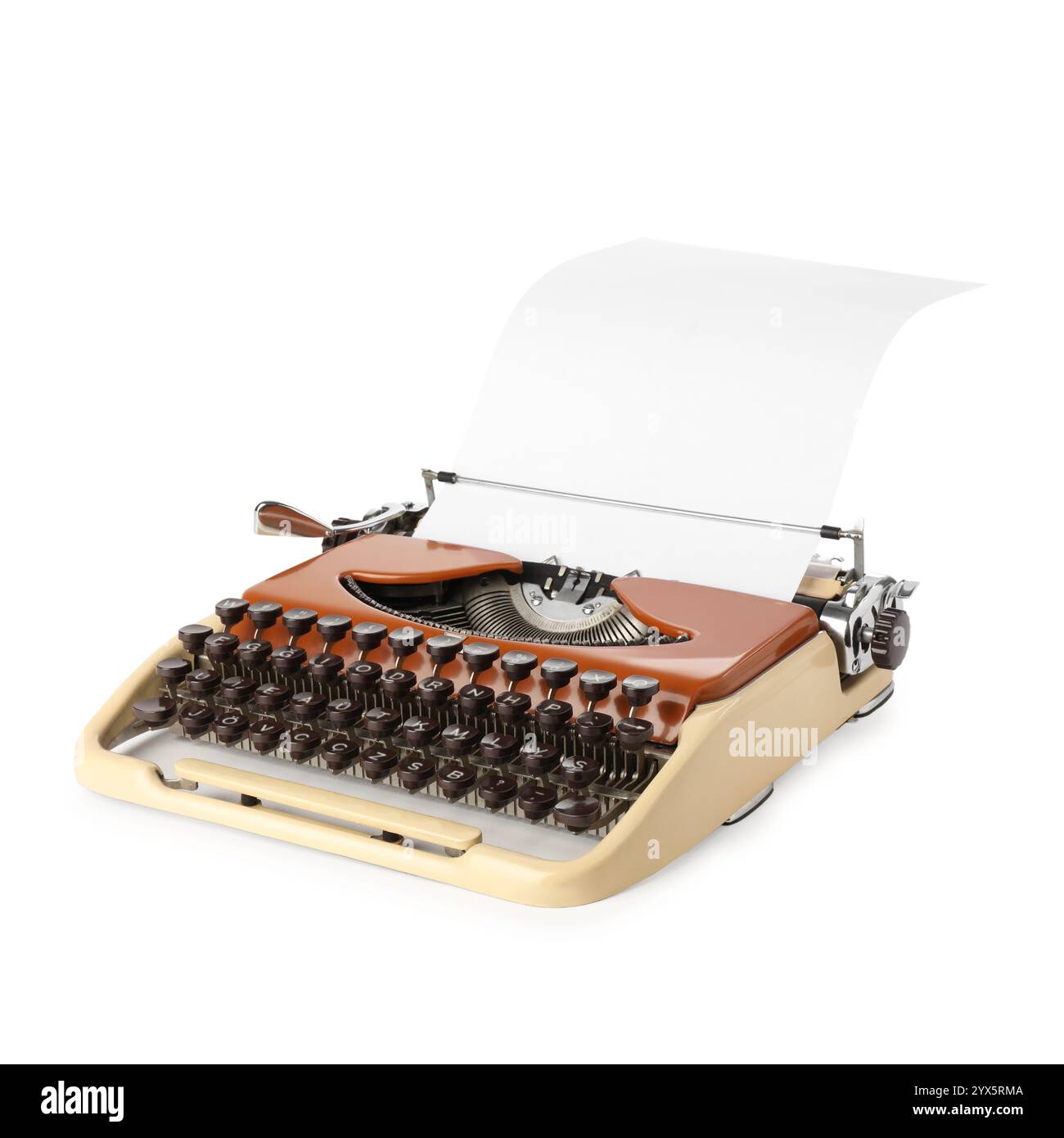 Vintage typewriter with sheet of paper isolated on white Stock Photo ...