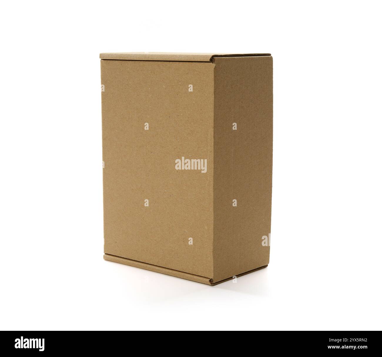 One closed cardboard box isolated on white. Mockup for design Stock ...