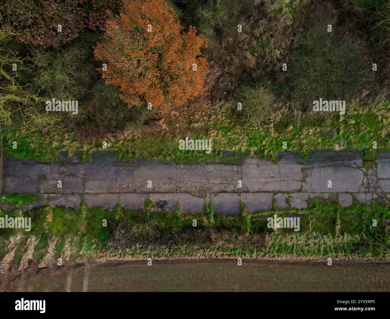 Directly above an old section of the former airfield RAF Ashbourne in ...
