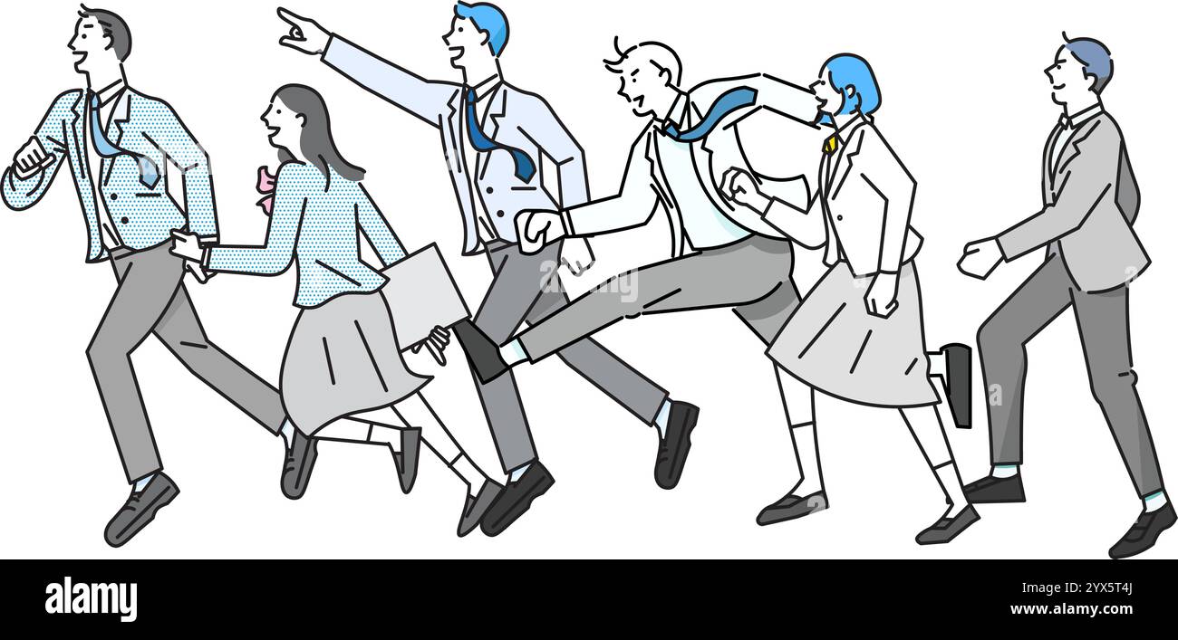 Simple vector illustration of a male and female student running ...