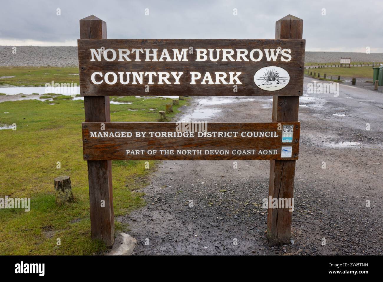 sign for the Northam Burrows Country park, westward ho, Devon, UK ...