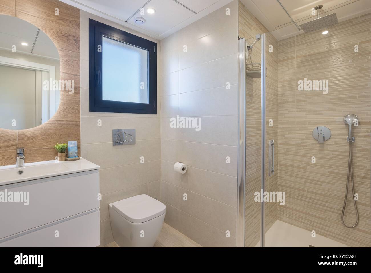 Contemporary bathroom featuring a sleek walk-in shower, minimalist ...