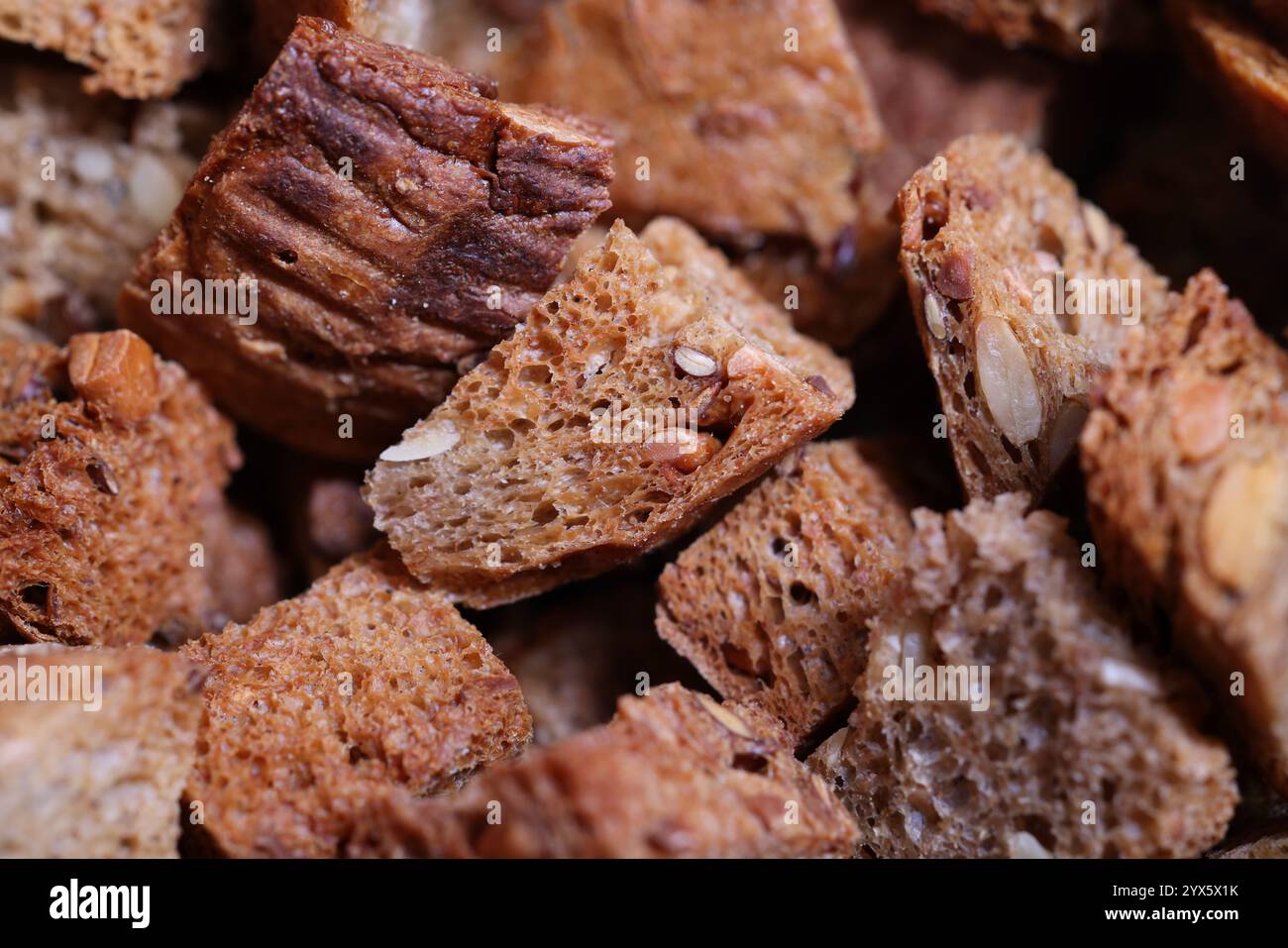 A CloseUp View of Crunchy Bread Crumbs Displayed in Various Unique ...