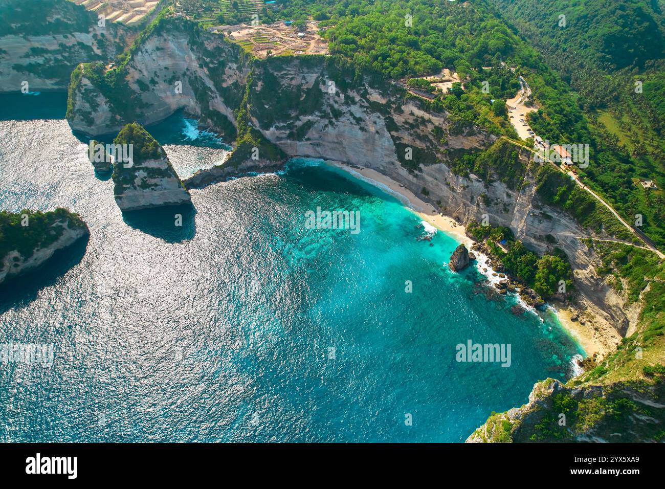 Cinematic aerial landscape shots of the beautiful island Diamond beach ...