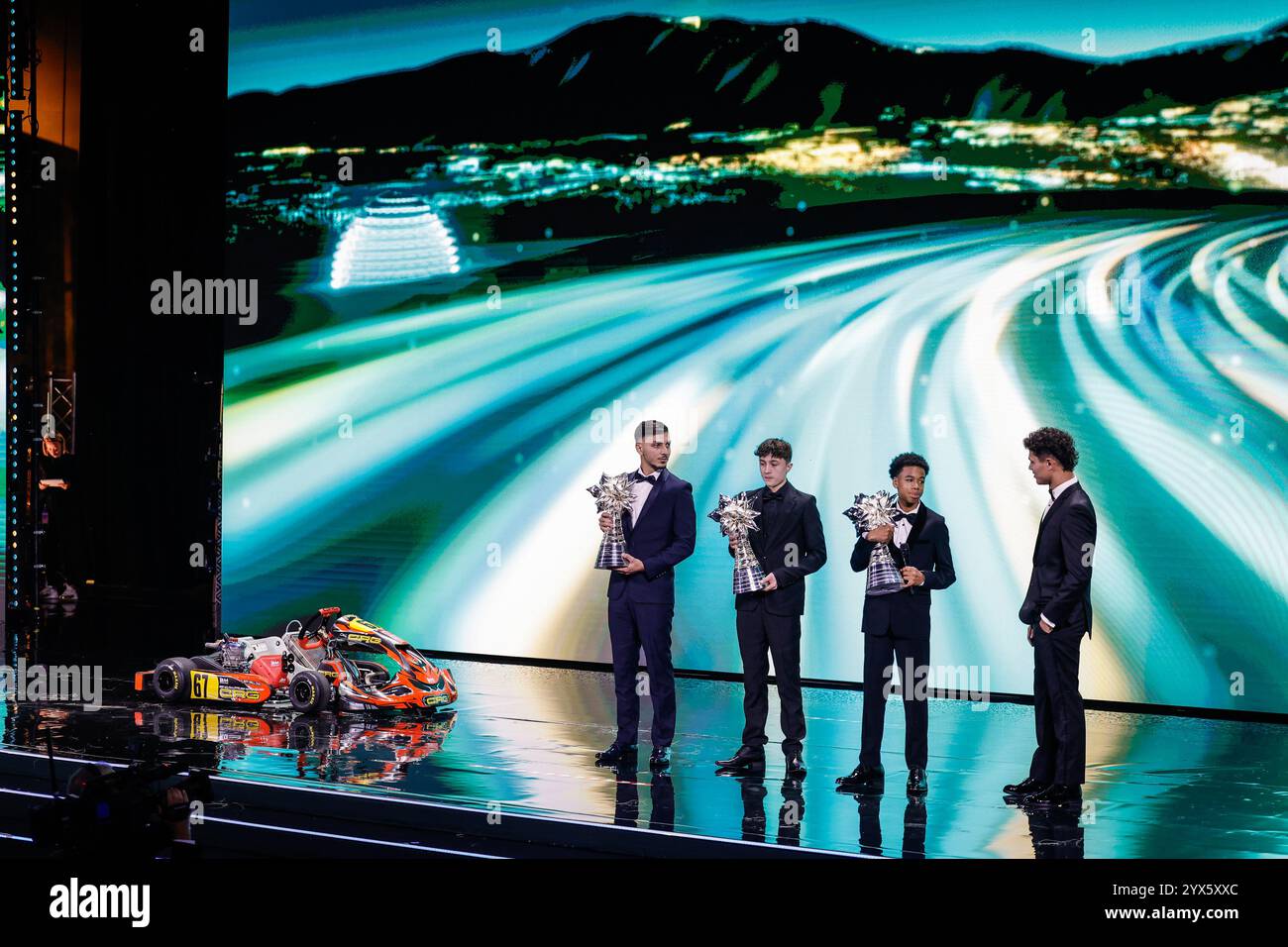 CRAIGIE Kenzo, Junior kart champion, portrait with PALOMBA Giuseppe ...