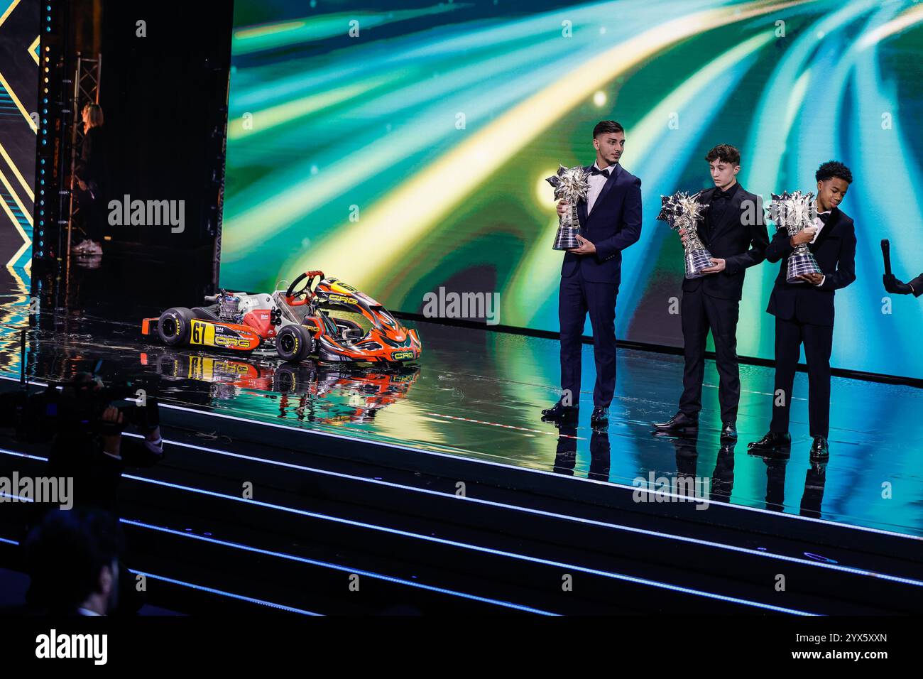 CRAIGIE Kenzo, Junior kart champion, portrait with PALOMBA Giuseppe ...