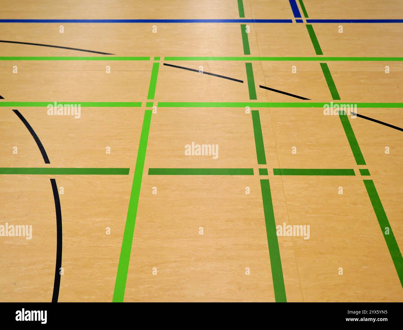 Sports hall floor with markings for various sports, perfect for school ...