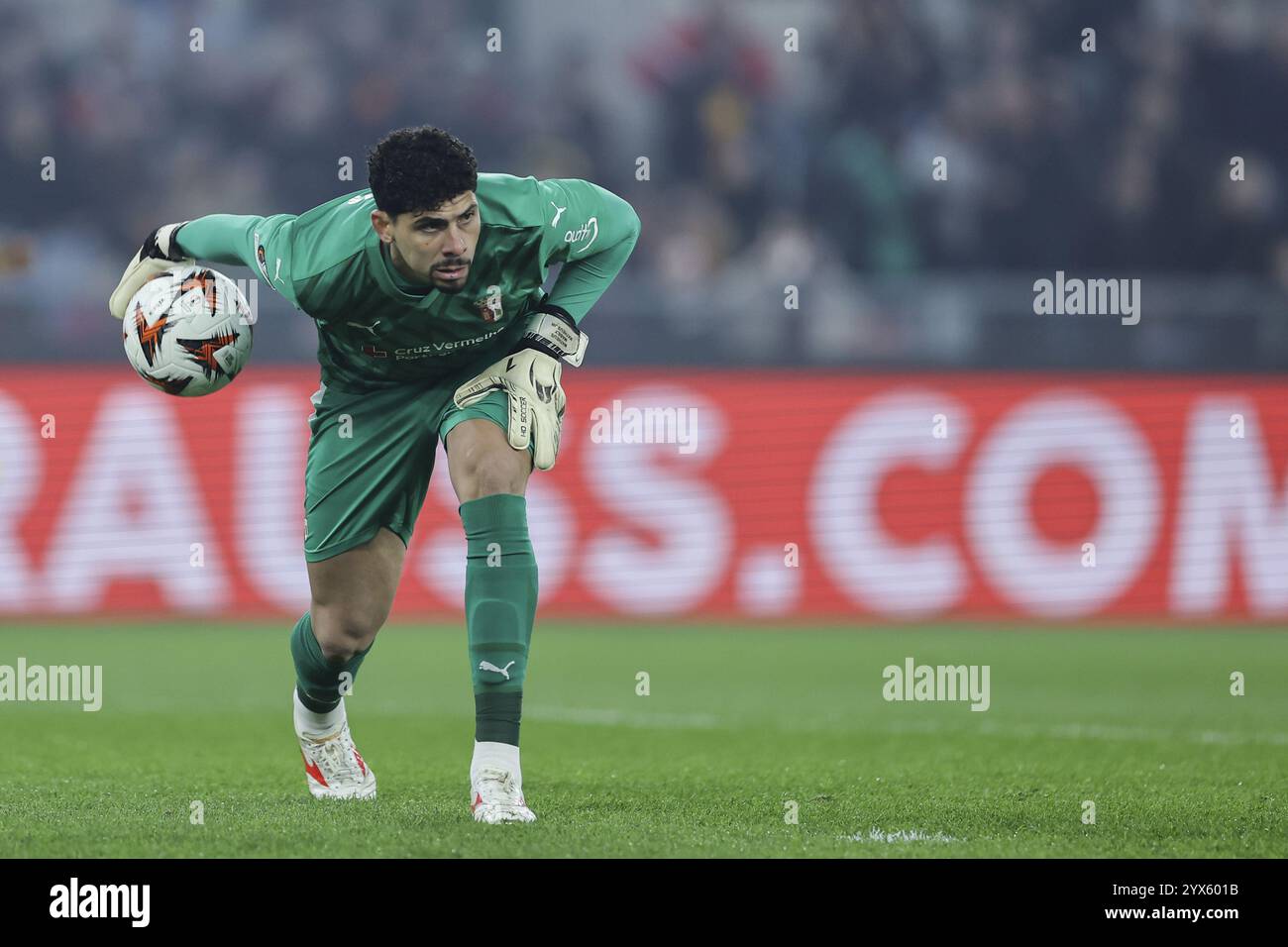 Rome, Italy. 12th Dec, 2024. Braga's Brazilian goalkeeper Matheus ...