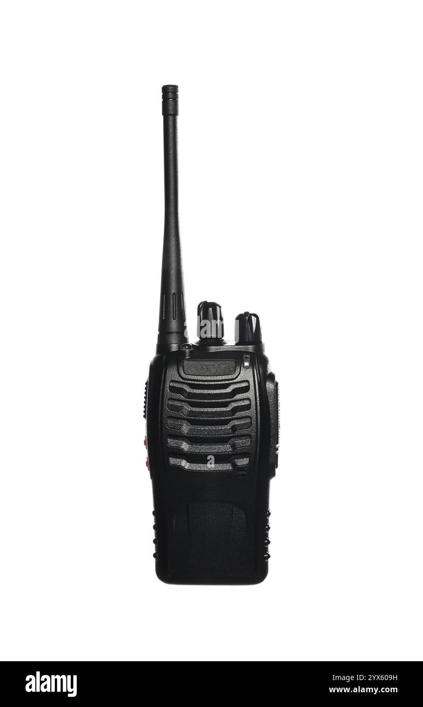 One black walkie talkie isolated on white Stock Photo - Alamy