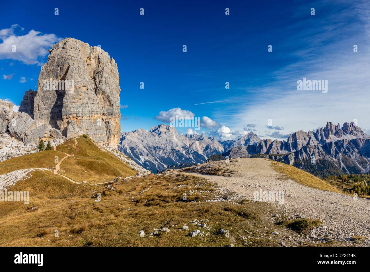 Cinque Torri famous prominent peaks in the Dolomiti Alps. Beautiful ...