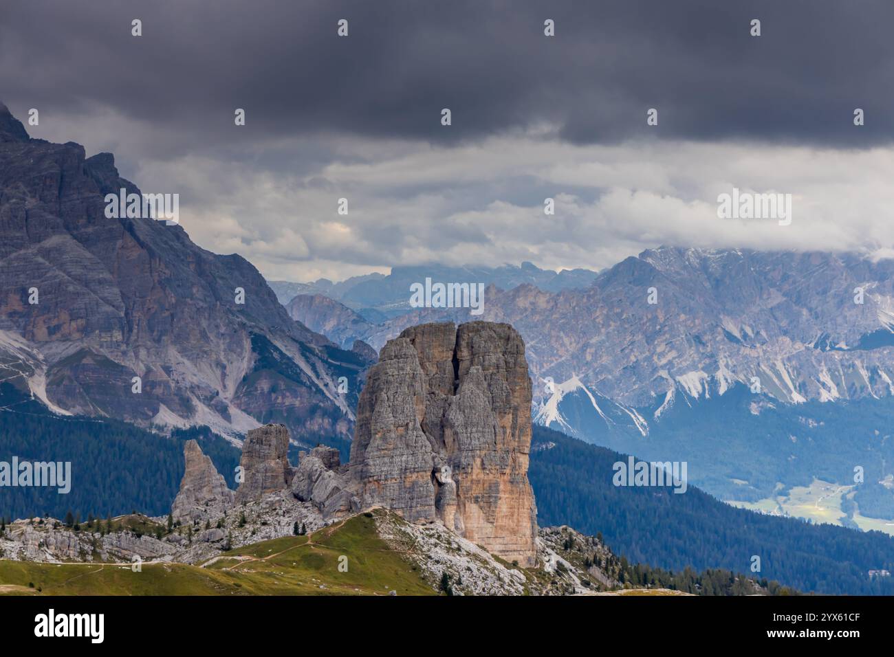 Cinque Torri famous prominent peaks in the Dolomiti Alps. Beautiful ...