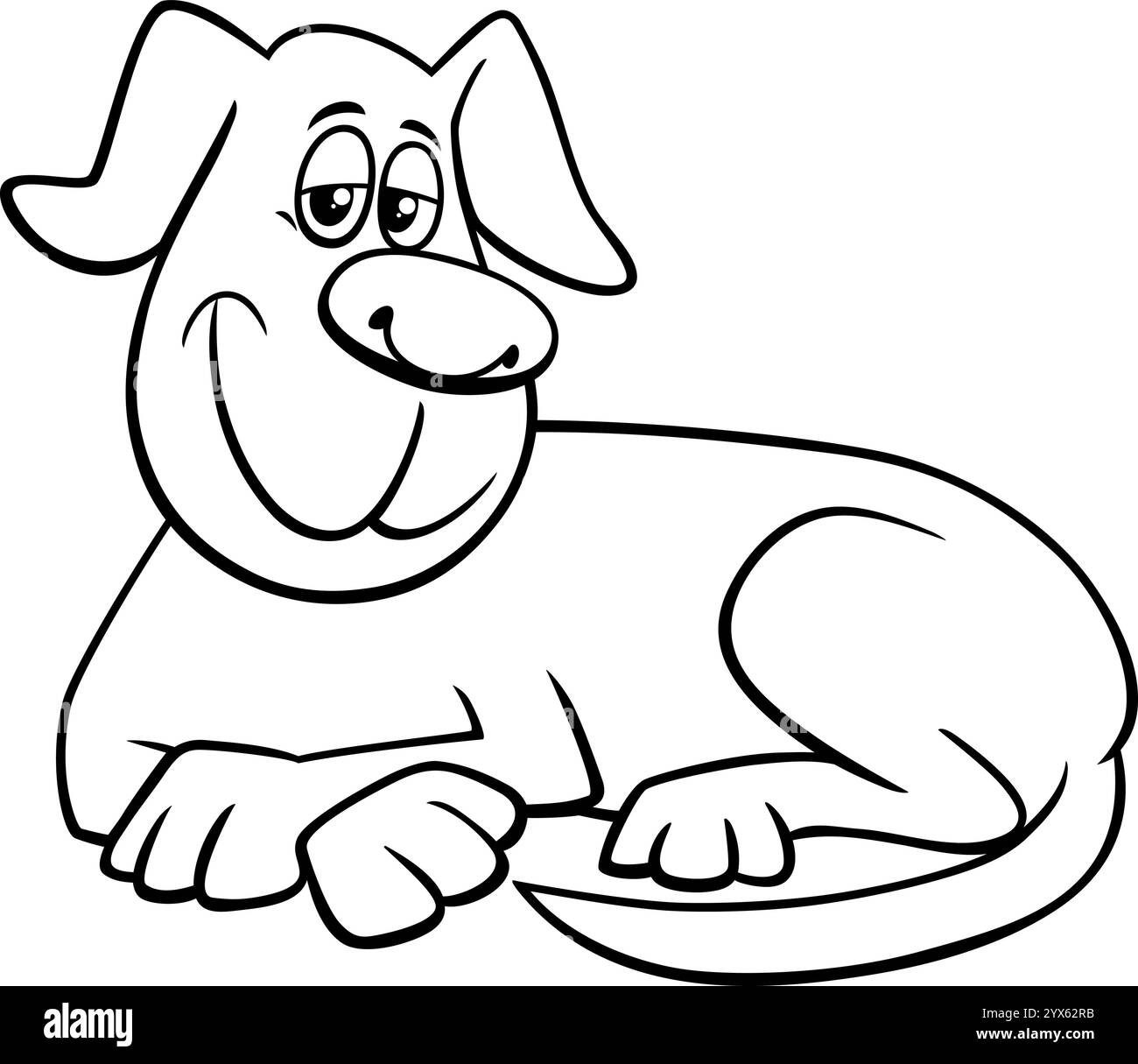 Cartoon illustration of funny lying gog comic animal character coloring ...