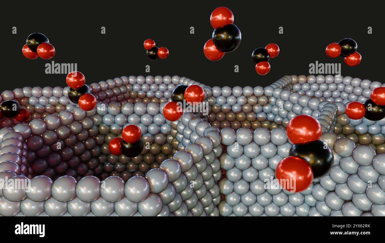 A 3d rendering of structure metal-organic framework of Mg-MOF-74 with ...