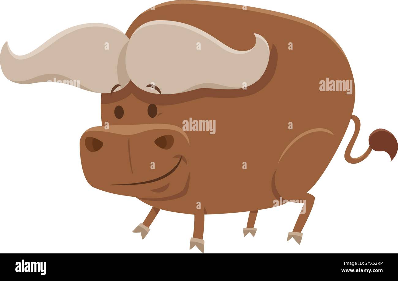 Cartoon illustration of African buffalo wild animal character Stock ...