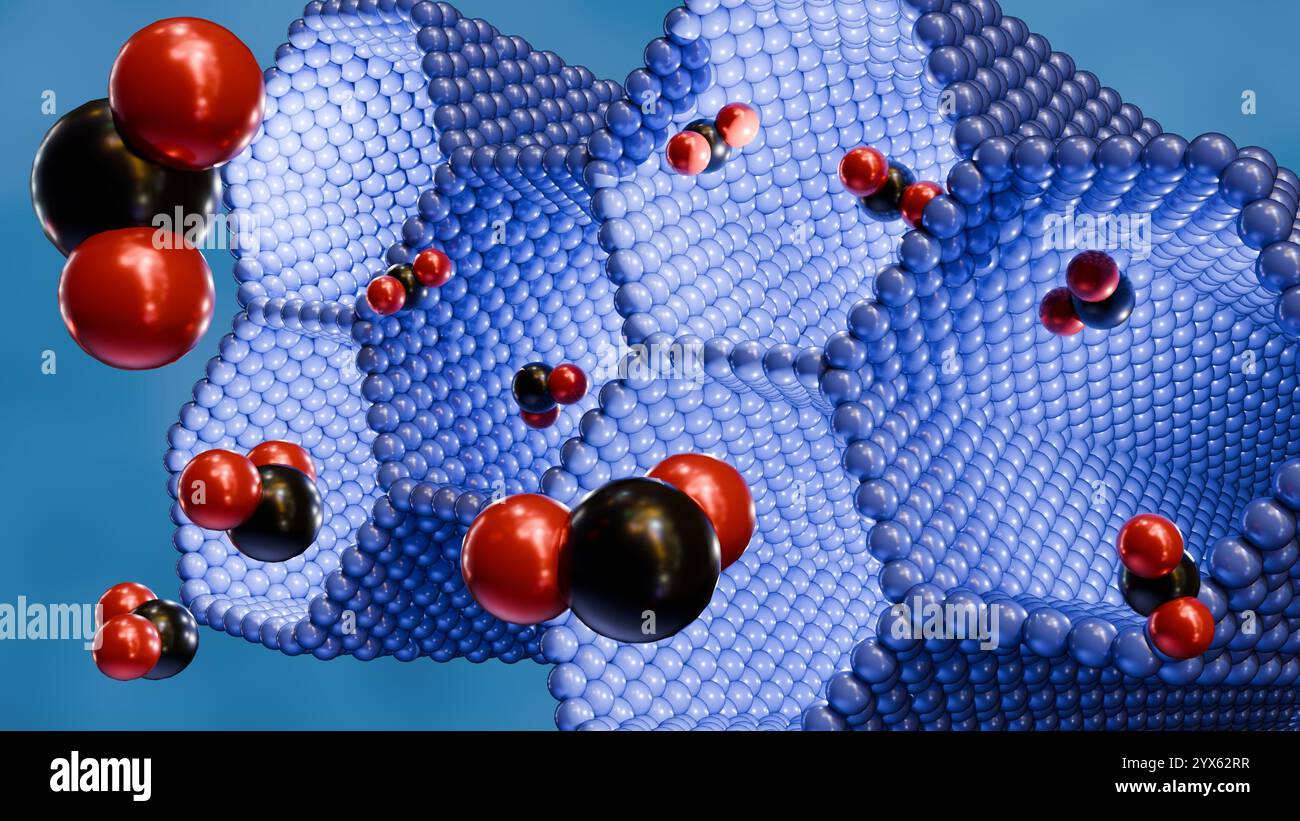 A 3d rendering of structure metal-organic framework of Mg-MOF-74 with ...