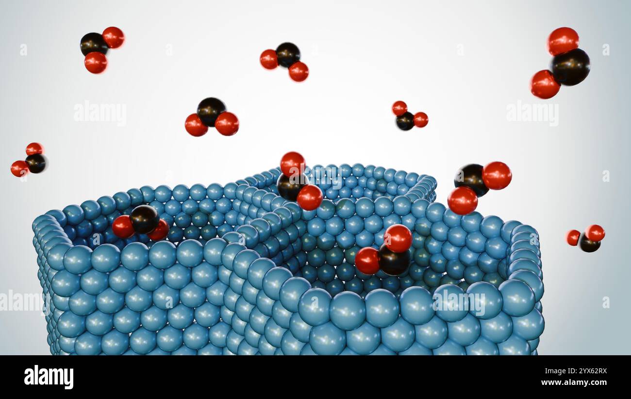 A 3d rendering of structure metal-organic framework of Mg-MOF-74 with ...