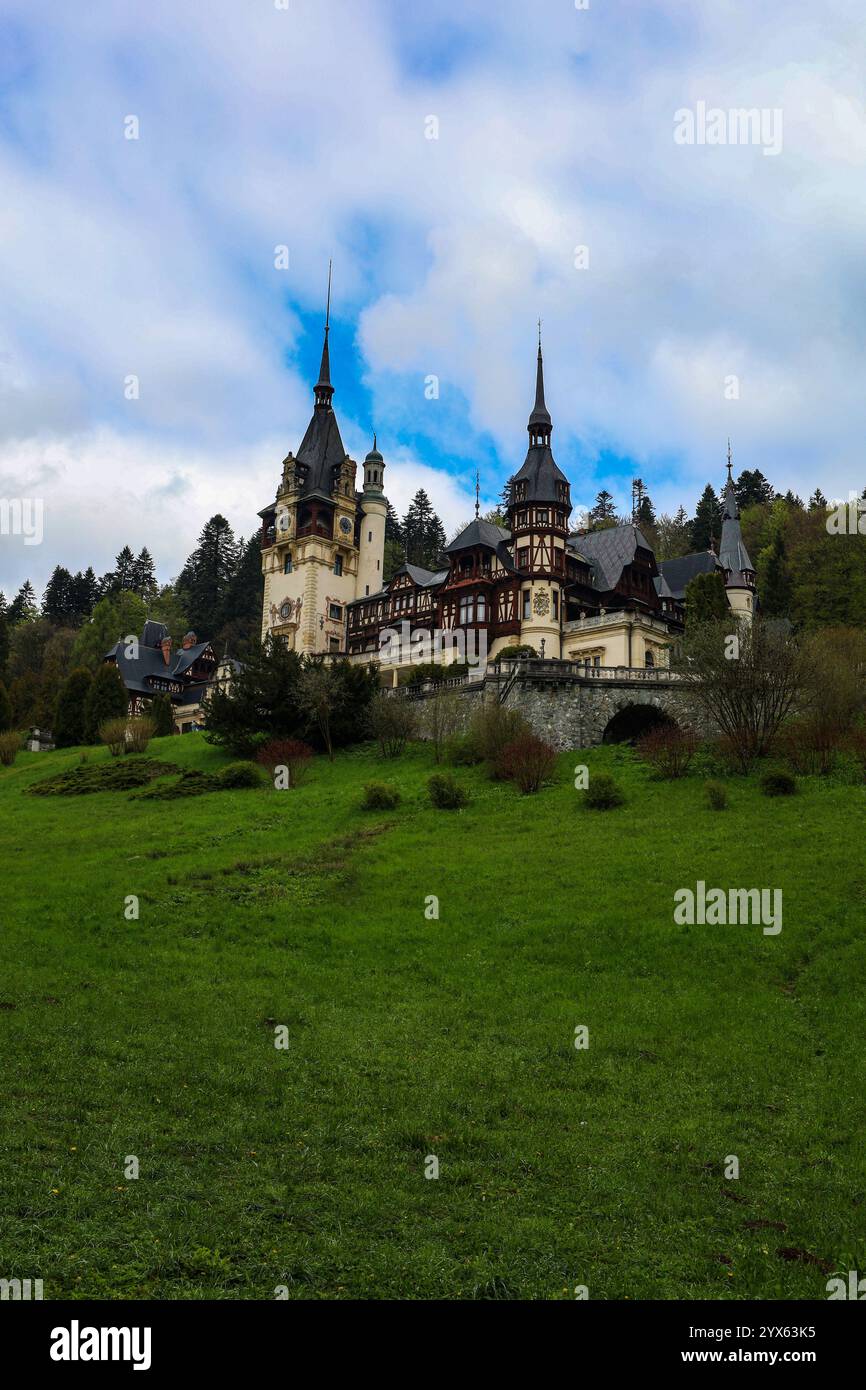 Peles Castle, nestled in Romania’s Carpathian Mountains near the town ...