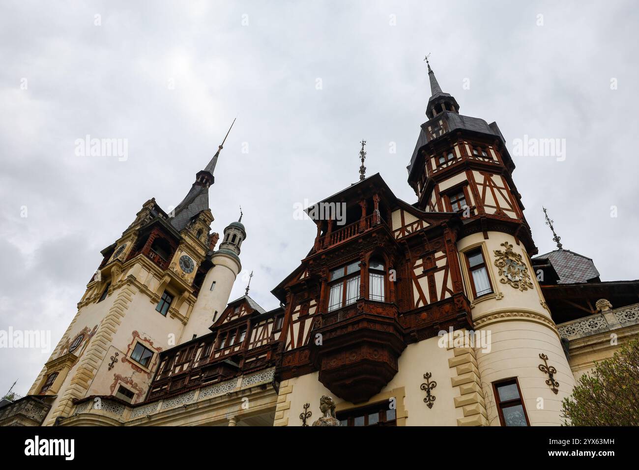 Peles Castle, nestled in Romania’s Carpathian Mountains near the town ...