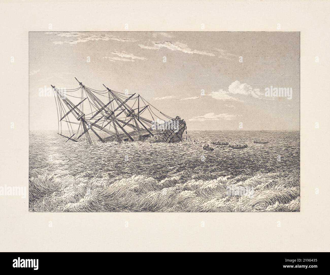 HMS Pandora in the act of foundering 29 August 1791. Vintage ...