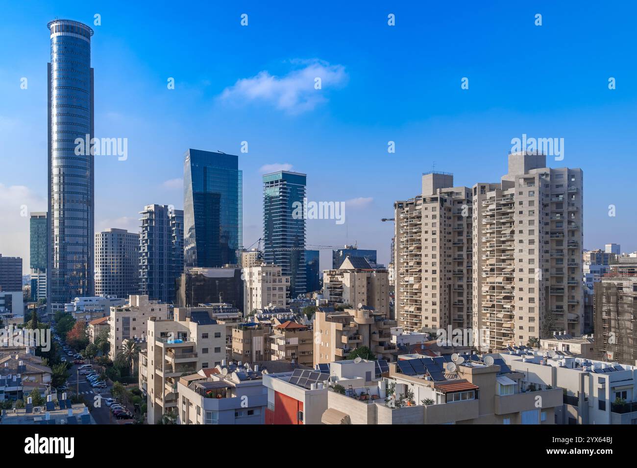 Aerial view of skyscrapers in Tel Aviv, Givatayim neighborhood, Israel ...
