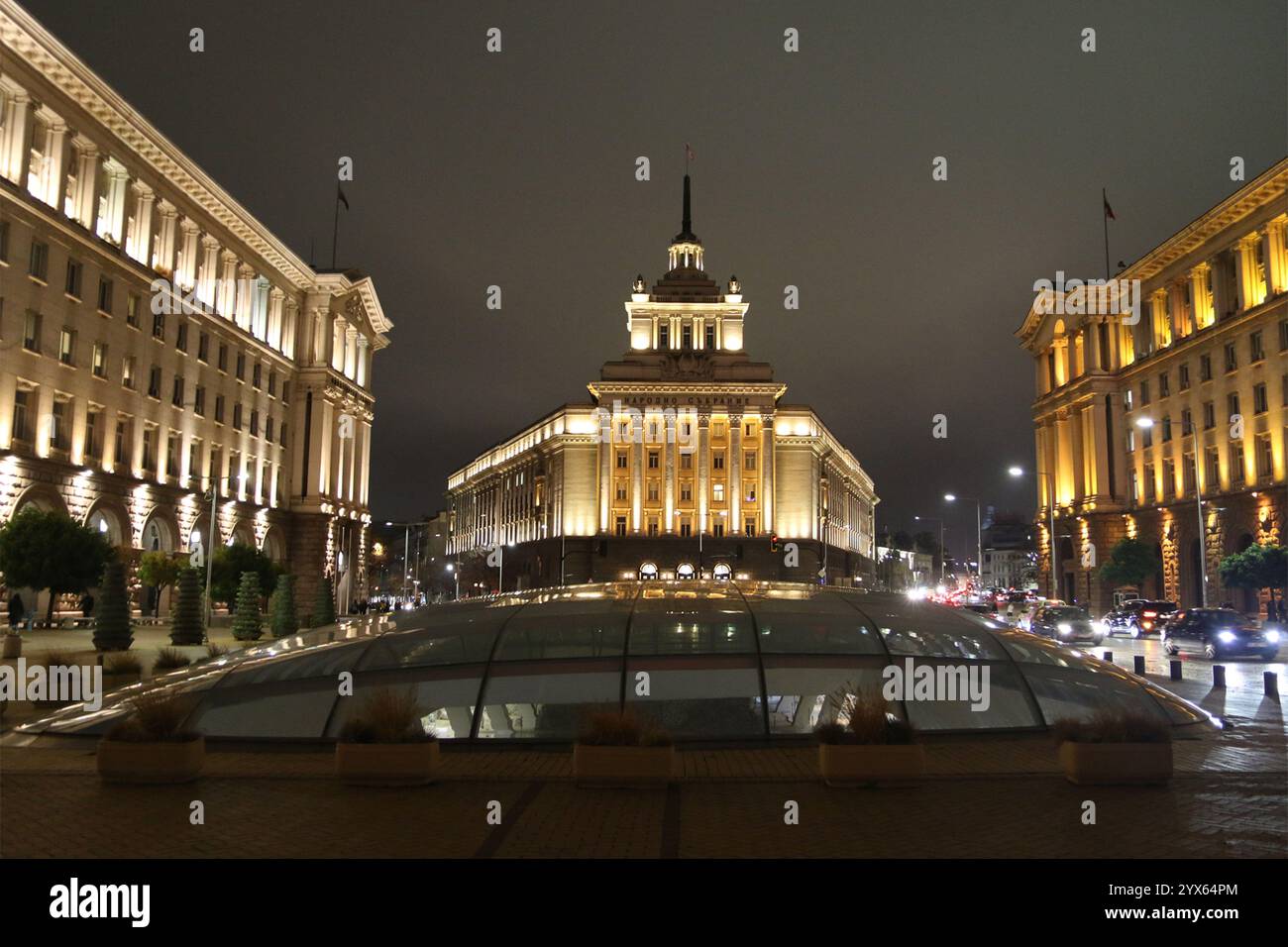 National Assembly parliament building of Bulgaria taken at night in ...