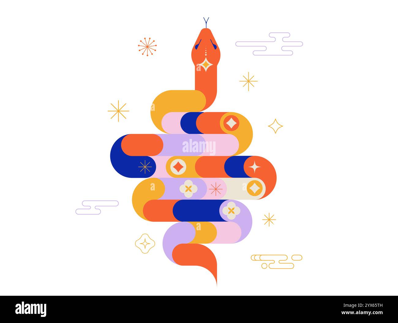 Chinese new year 2025 year of the Snake. Red Snake illustrations ...