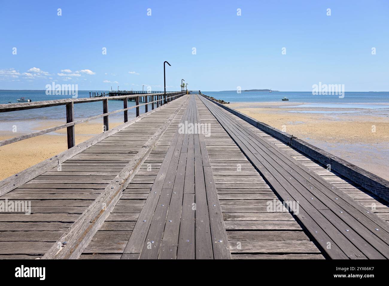 Timber wooden jetty pier, Kingfisher Bay, K'gari Fraser Island, travel ...