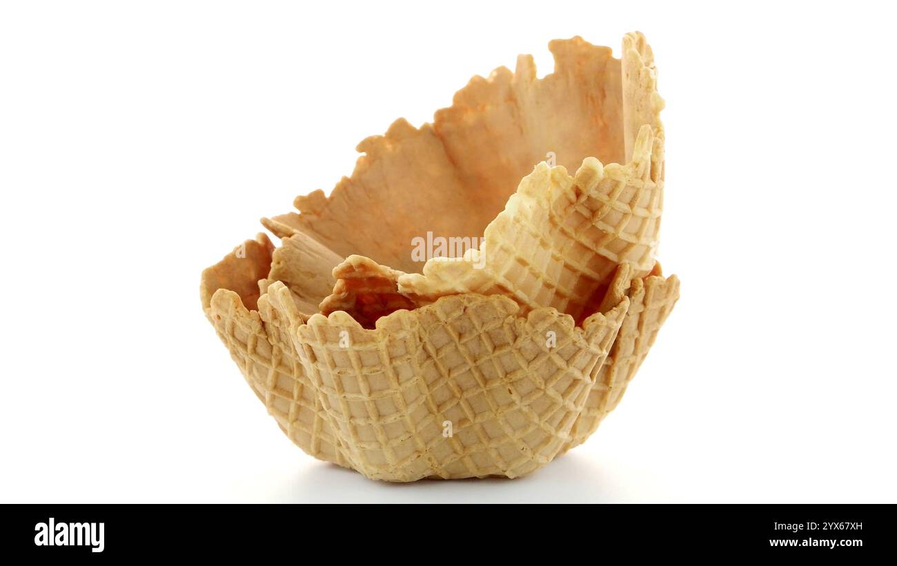 Wafer cups on white background Stock Photo - Alamy
