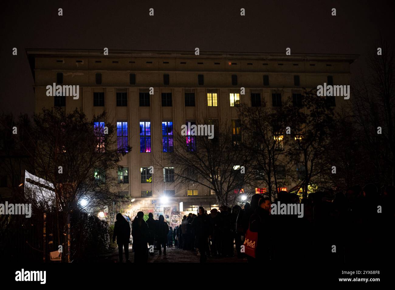 Berlin, Germany. 13th Dec, 2024. People queue in front of the Berghain ...