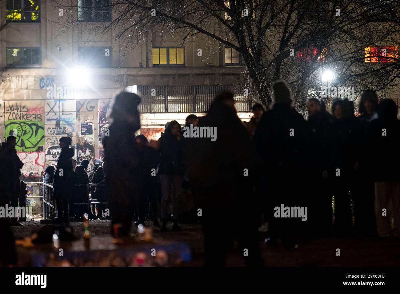 Berlin, Germany. 13th Dec, 2024. People queue in front of the Berghain ...