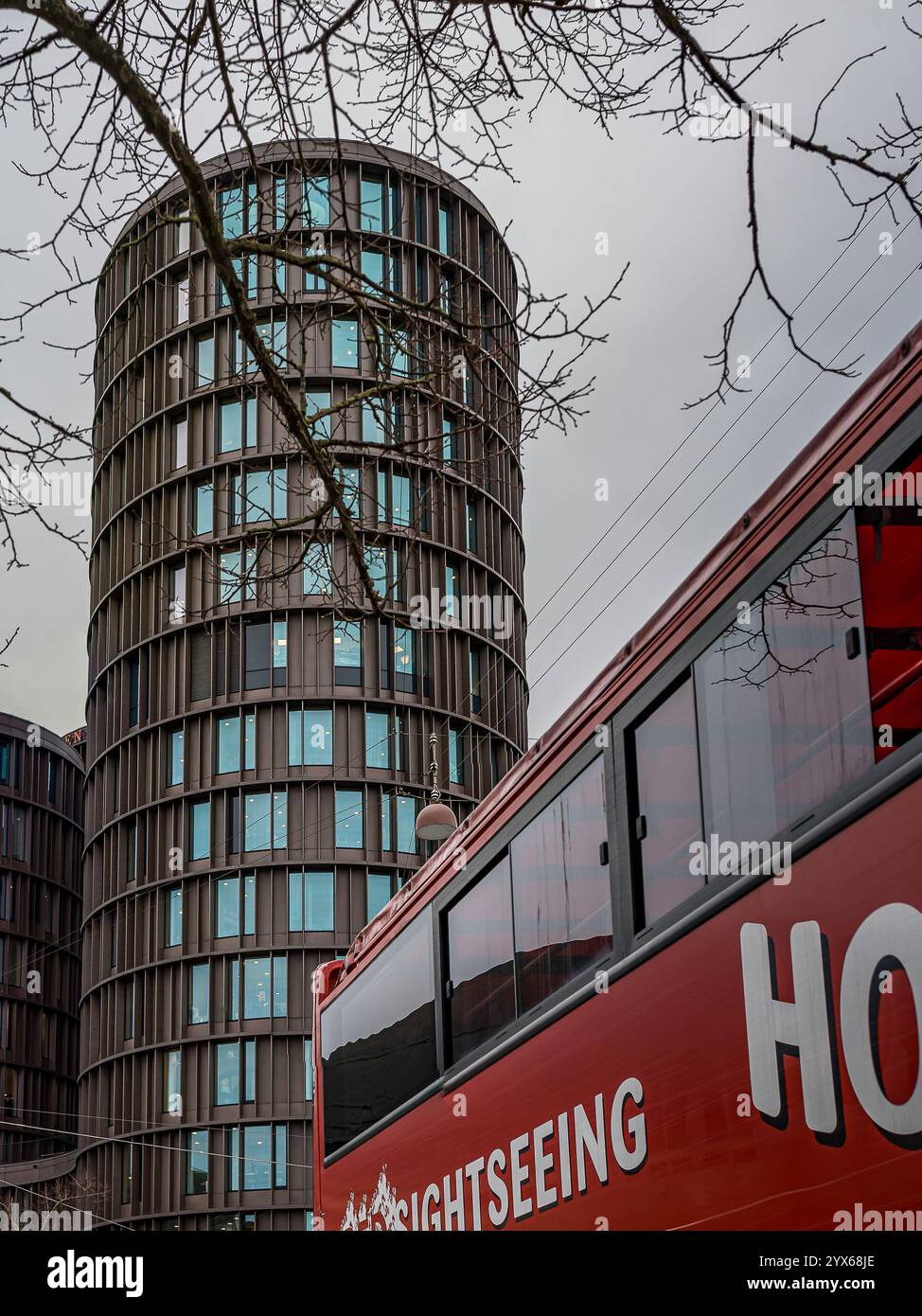 Hop-on Hop-off bus in front of Axel Towers in Copenhagen, December 10 ...
