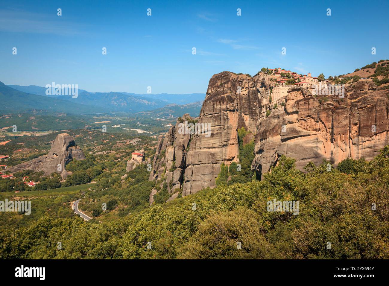 Meteora Monasteries atop towering rock formations Stock Photo - Alamy