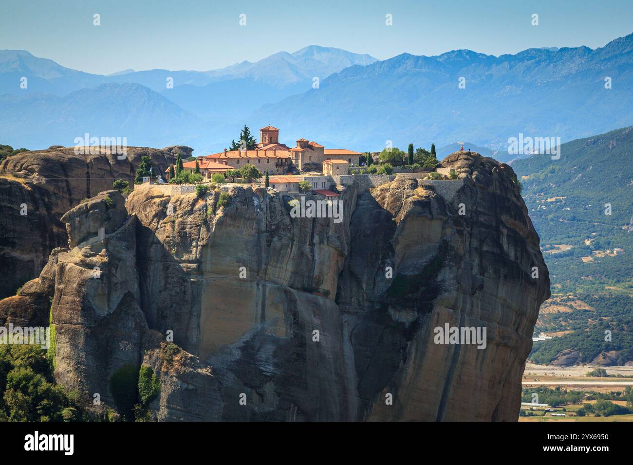 Monastery atop a steep cliff in Meteora, Greece Stock Photo - Alamy