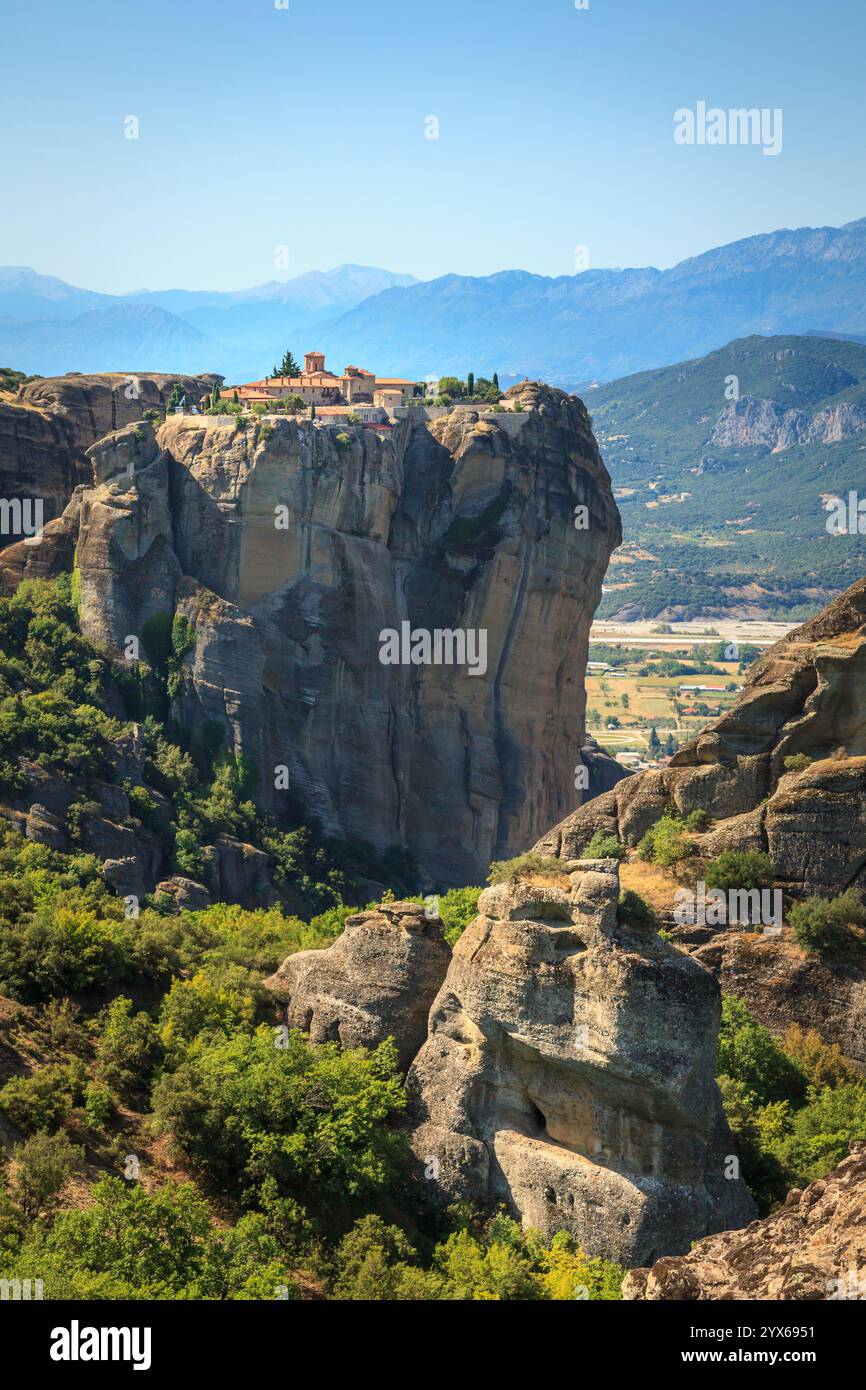 Monastery atop a towering cliff in Meteora, Greece Stock Photo - Alamy