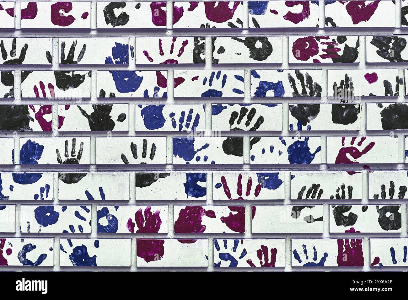 Hand shapes marked on a wall with paint Stock Photo - Alamy