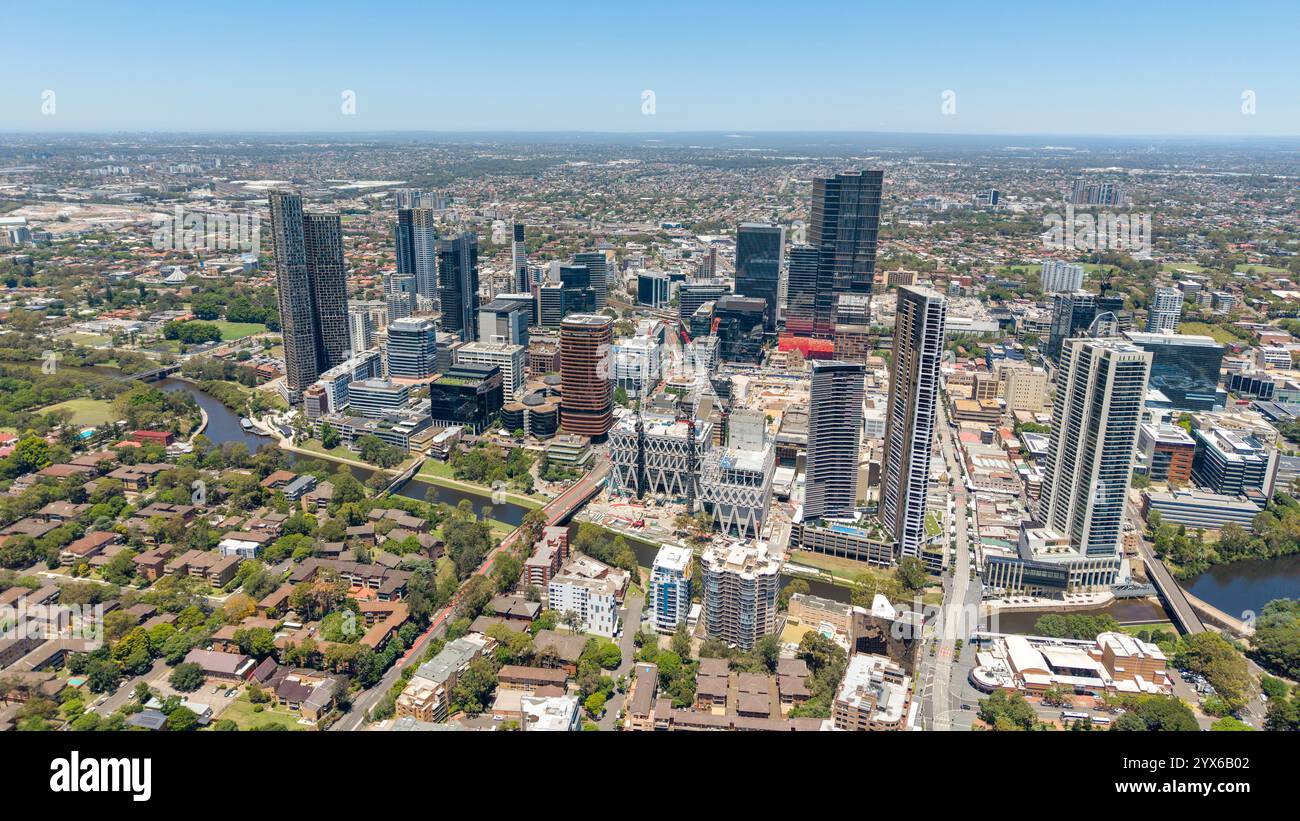 The city of Parramatta on the upper reaches of the Parramatta river ...