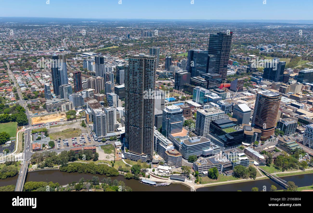 The city of Parramatta on the upper reaches of the Parramatta river ...