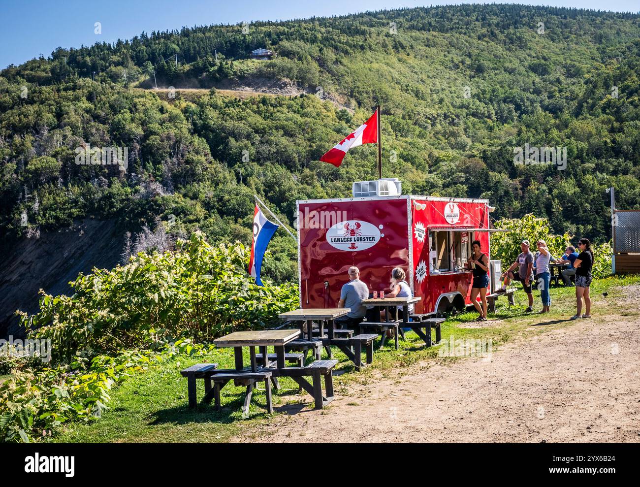 Food truck at the campground at Meat Cove on the Atlantic Ocean in ...