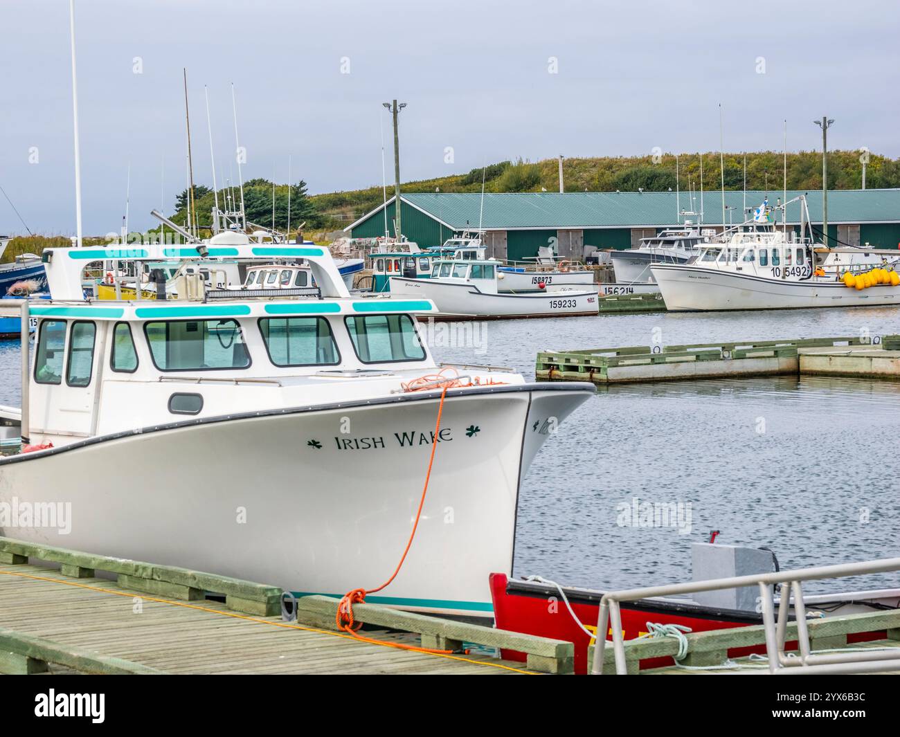 Fishing boats in Murphys Pond Harbour on the Cabot Trail on Cape Breton ...