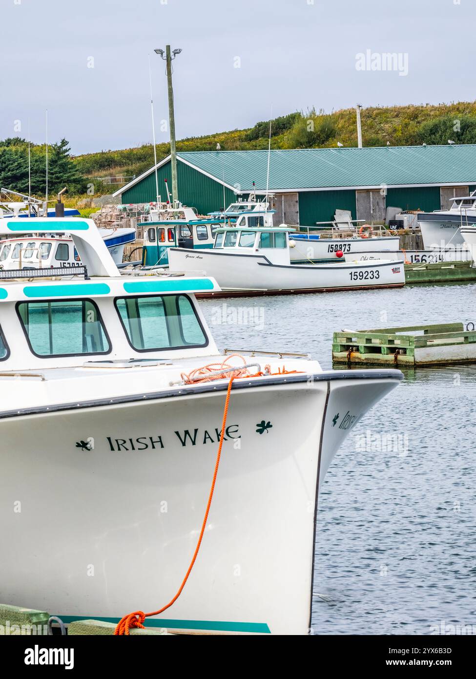 Fishing boats in Murphys Pond Harbour on the Cabot Trail on Cape Breton ...