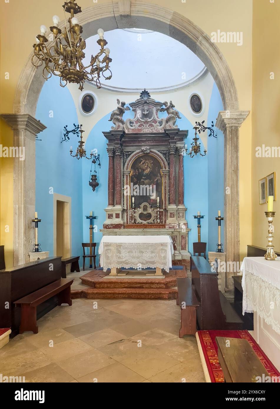 Korcula, Croatia - June 30, 2024: Saint Michael church main altar and ...