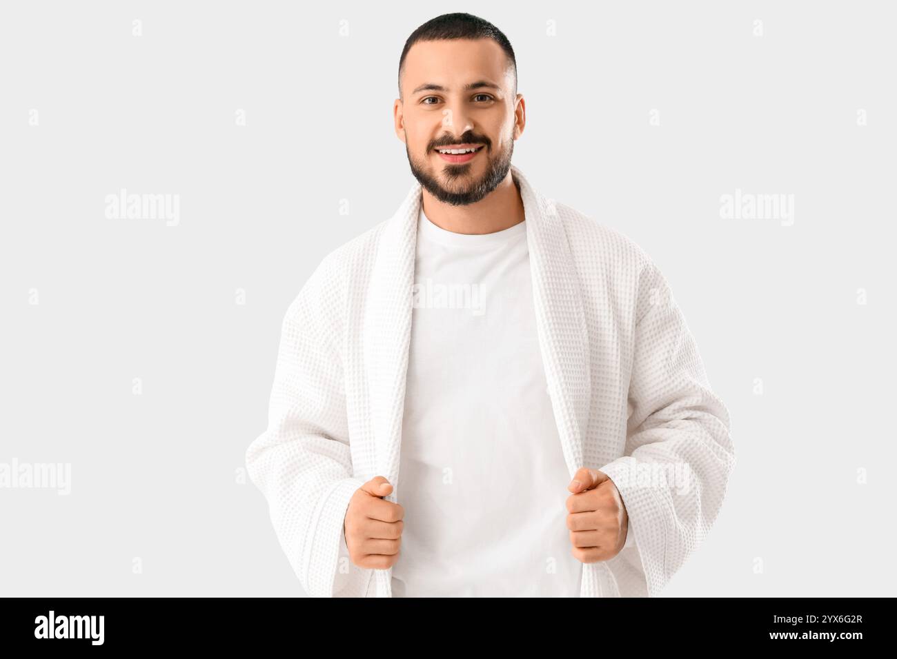 Handsome man in bath robe hi-res stock photography and images - Alamy