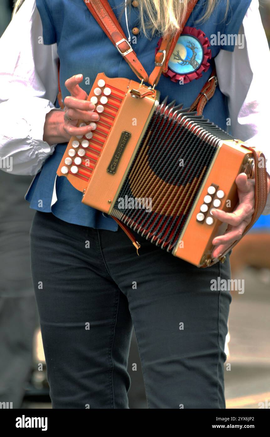 morris dancer playing button , sheringham, norfolk, england Stock Photo ...