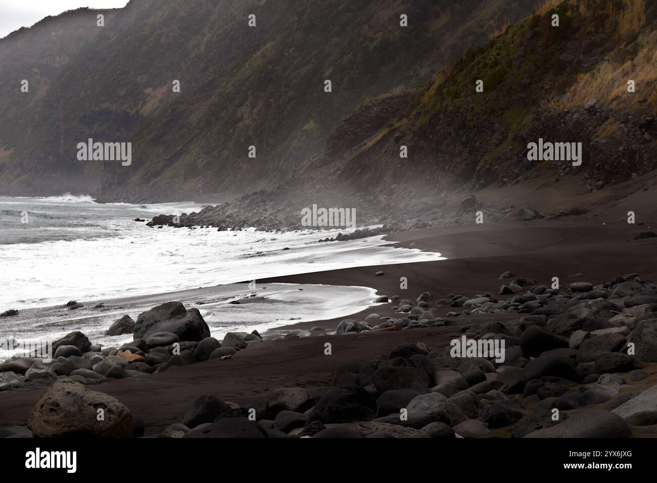 Dramatic Faial Island coastline in the Azores, featuring rugged ...