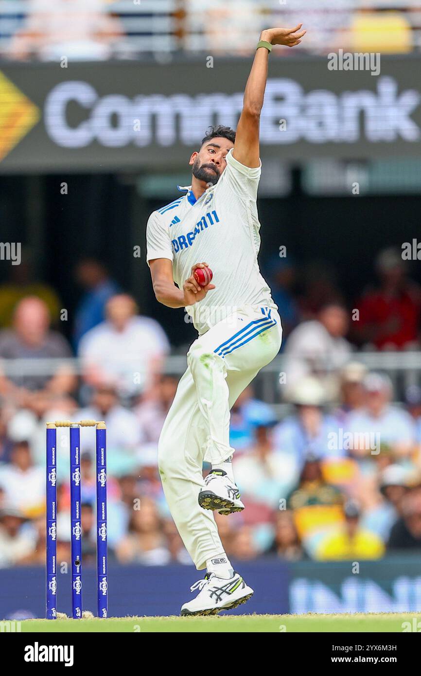 India's Mohammed Siraj bowls a delivery during play on day one of the ...