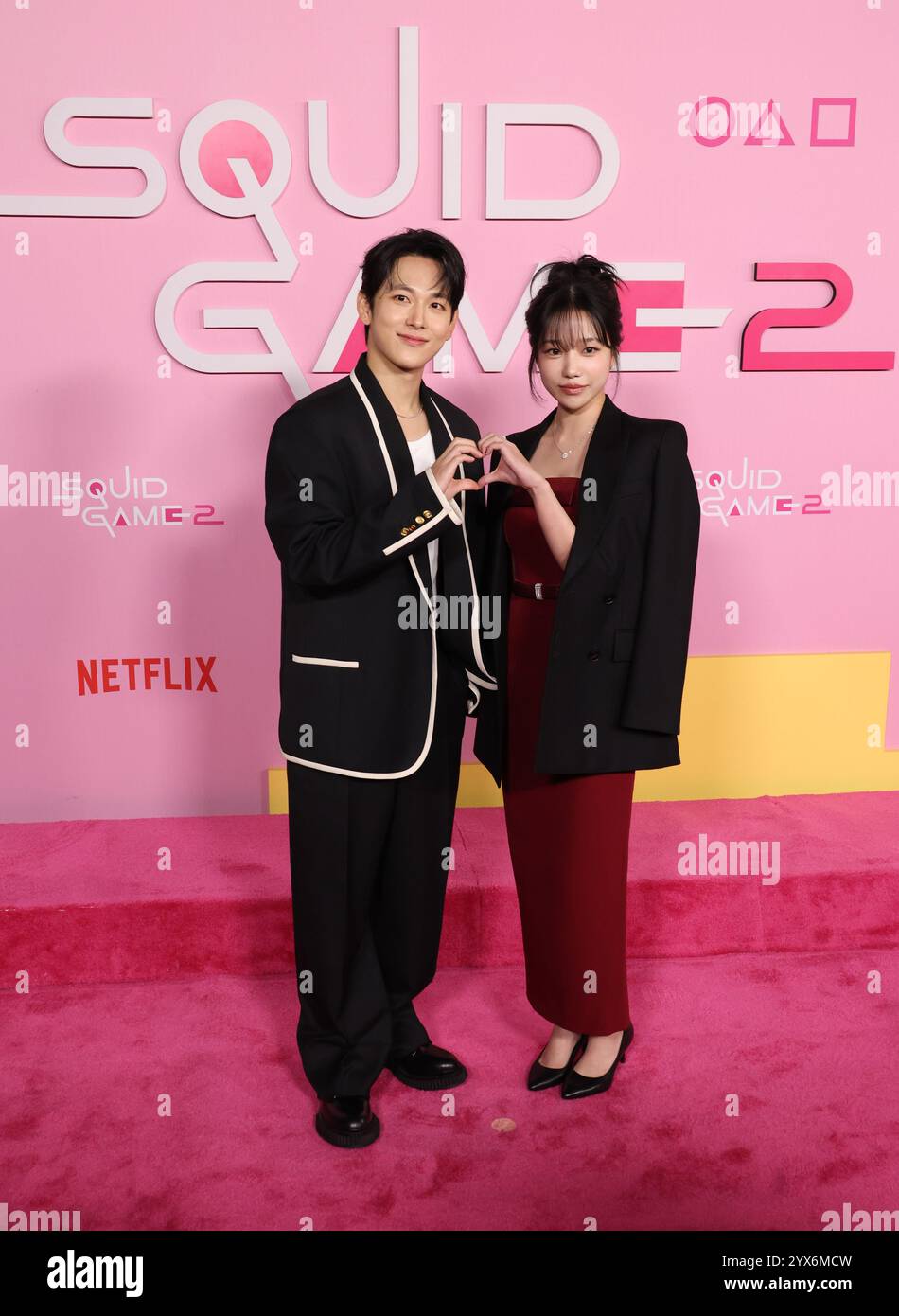 Yim Si-wan and Jo Yu-ri attends the Los Angeles Premiere & Fan Event for Netflix's "Squid Game ...