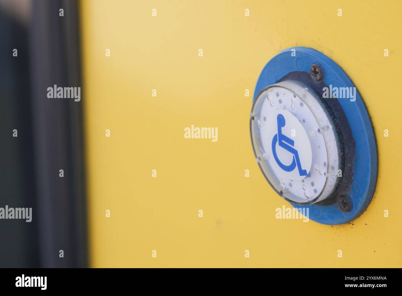 Push To Open Disabled Button Ion a bus Stock Photo - Alamy