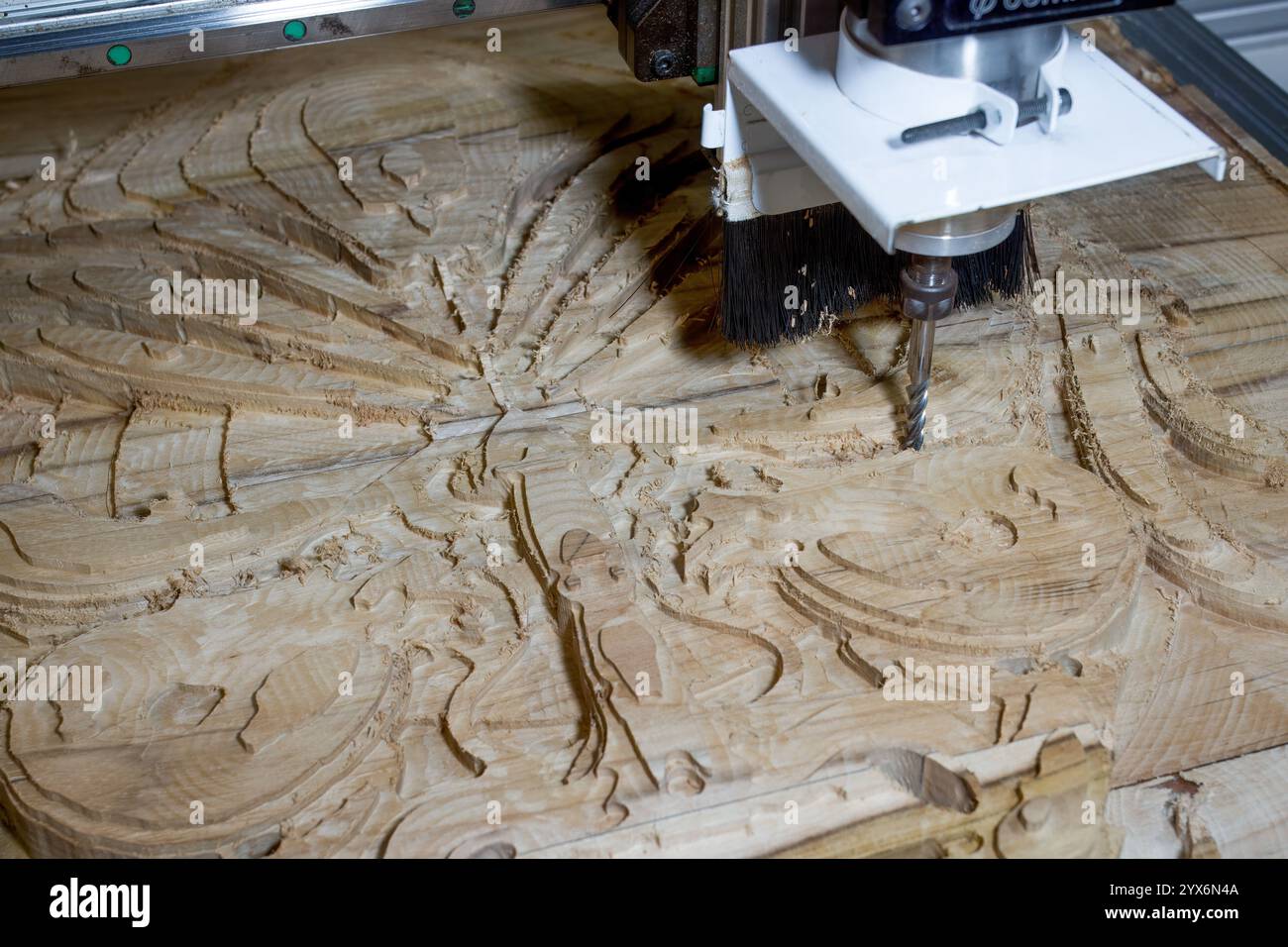 teak wood carving of a stylized collage on a CNC machine, a headpiece ...